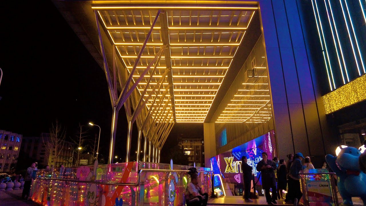 [4k]漫步北京通州运河商务区的夜晚Walk in Beijing's Tongzhou Canal business district at ...