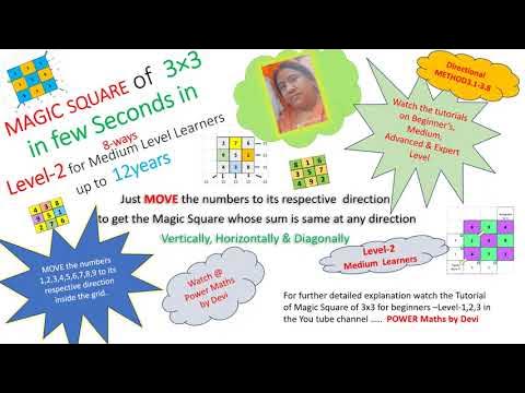 3x3 Magic Square for Medium Level - Directional Method - YouTube