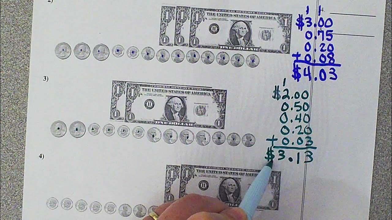 Counting bills and coins using addition video - YouTube