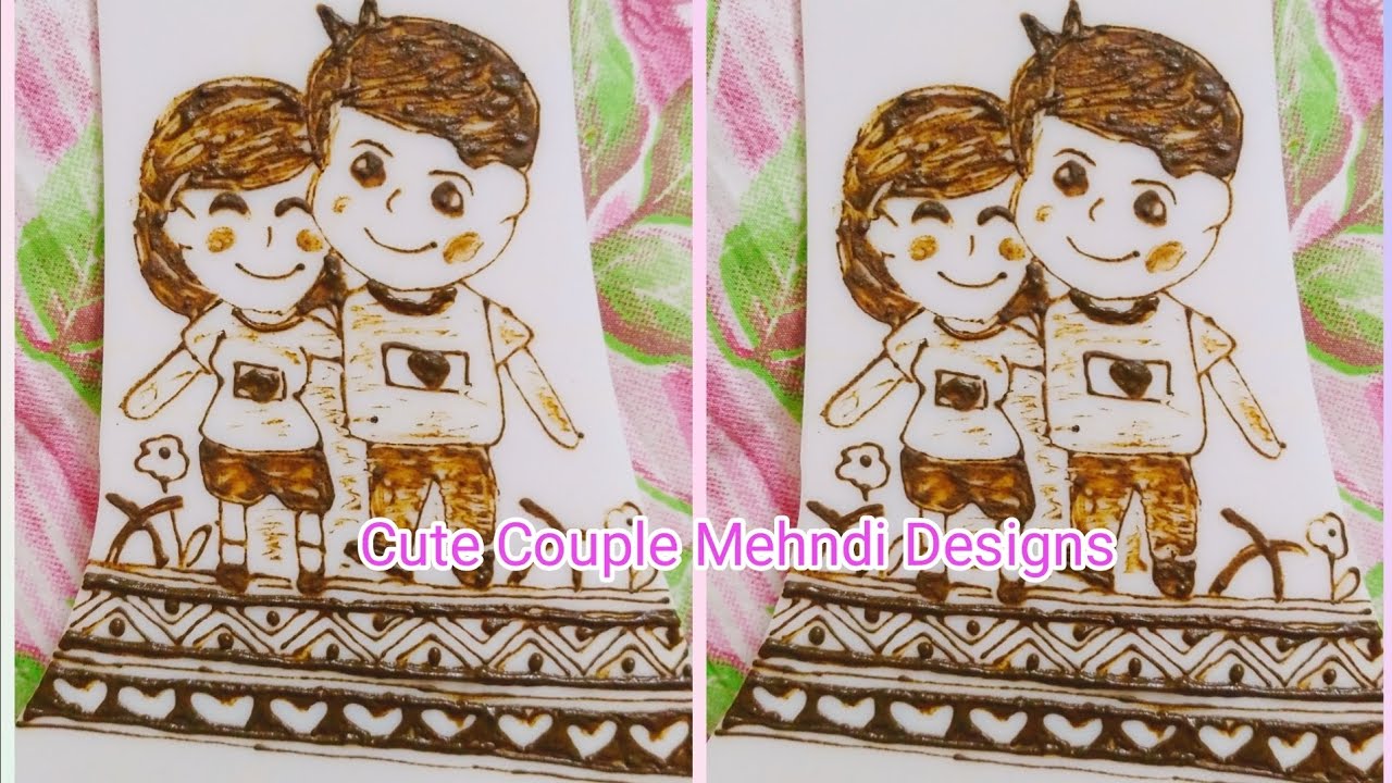 Couple mehndi design Simple 2023 || Mehandi ki Design || Cartoon Mehndi ...