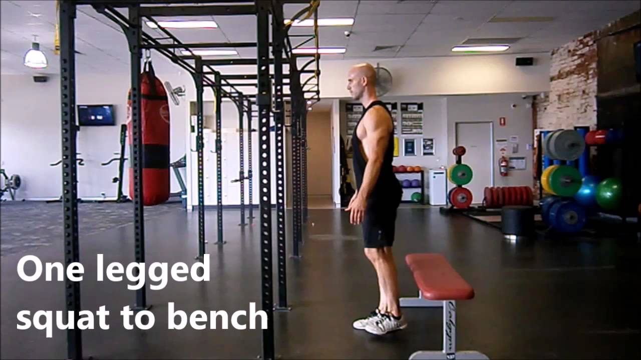 one legged squats to bench - YouTube