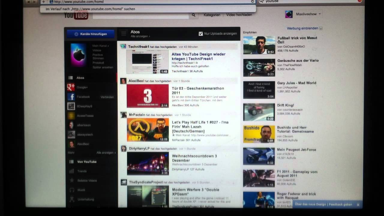 Alte Startseite bei Youtube wieder herstellen - YouTube