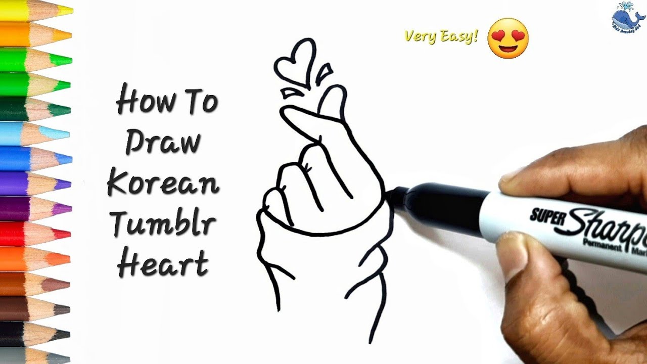 How To Draw Korean Tumblr Heart | Kids Drawing | Step By Step Drawing ...