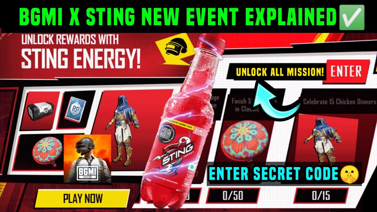 STING X BGMI EVENT EXPLAIN / BGMI STING ENERGY CODE TODAY / STING BGMI ...