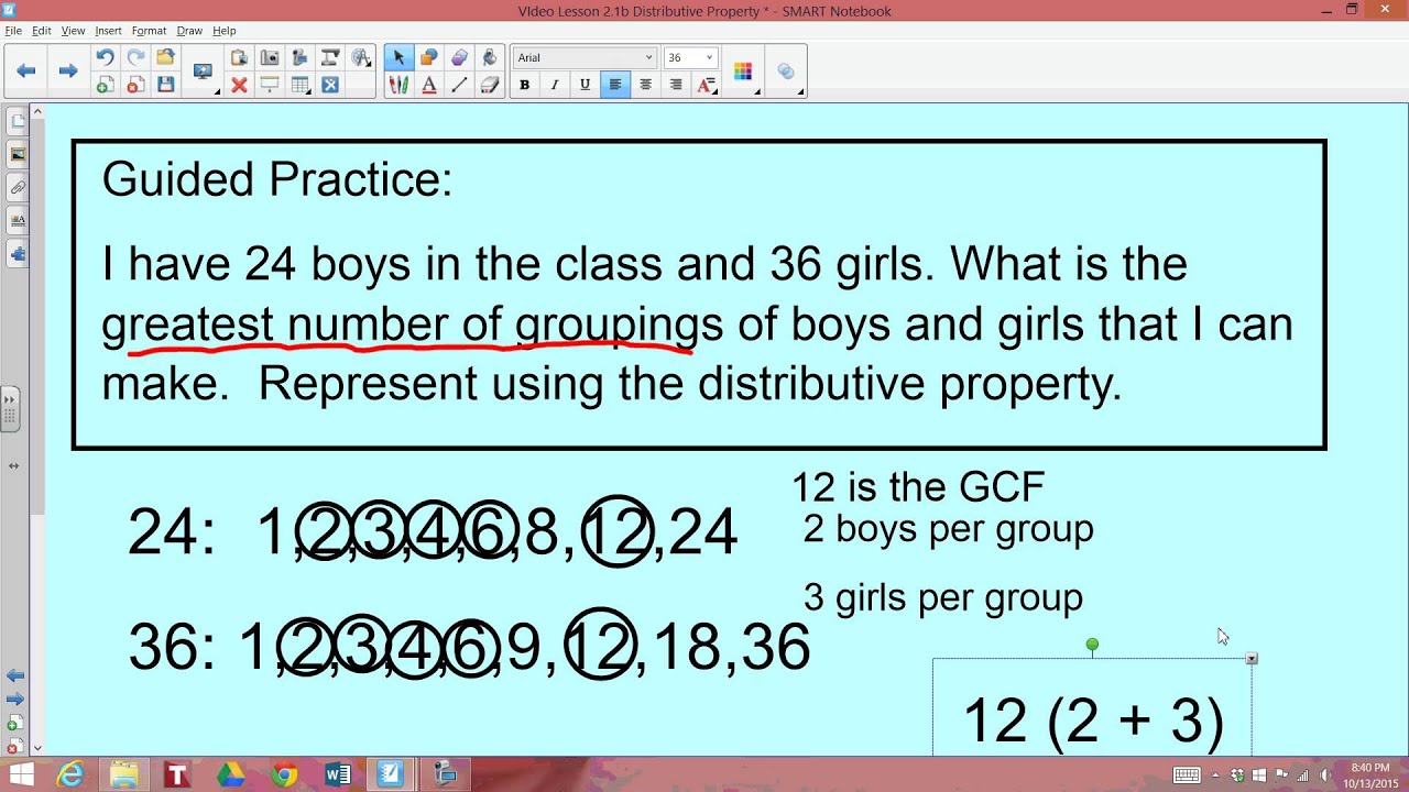 Video Lesson 2.1b Distributive Property - YouTube