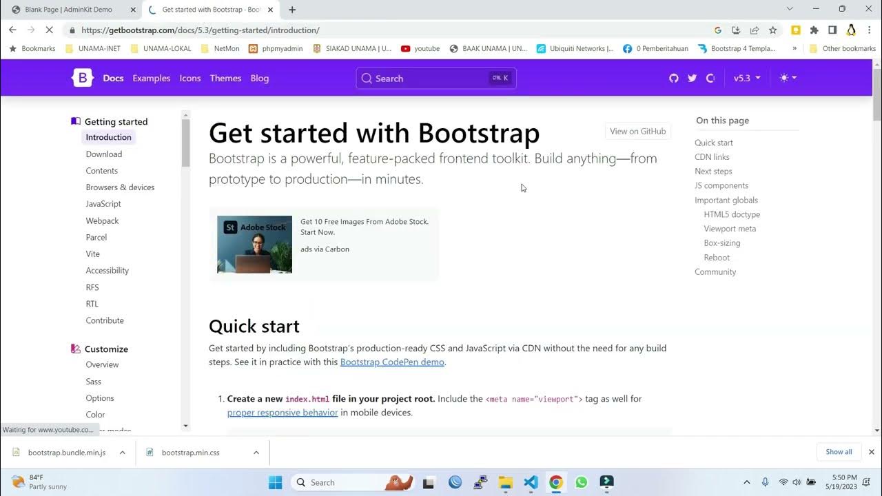 Laravel #8 Menambahkan Bootstrap di Template AdminKit - YouTube