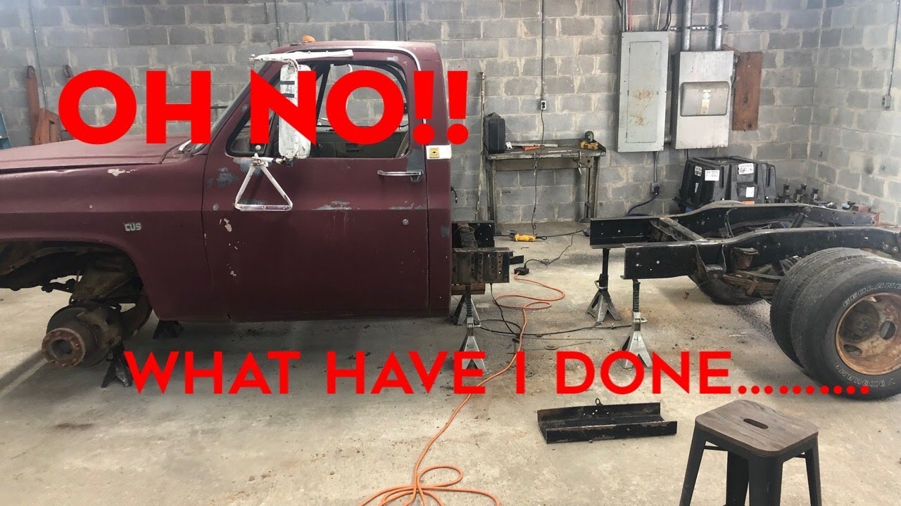 Shortening the frame on 1983 chevy c30 c&c squarebody - YouTube