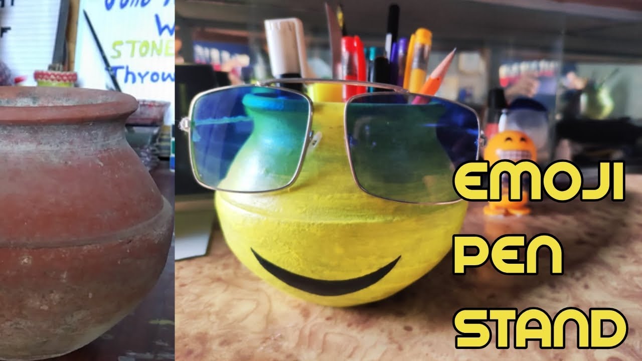 Making COOL EMOJI 😎 Pen Stand from Useless POT || CRAFT - YouTube
