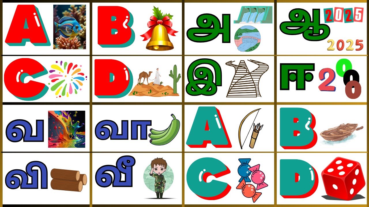 உயிர் எழுத்துக்கள்||ENGLISH ALPHABETS ||வ வா வி வீ ||Tamil Vowels ...
