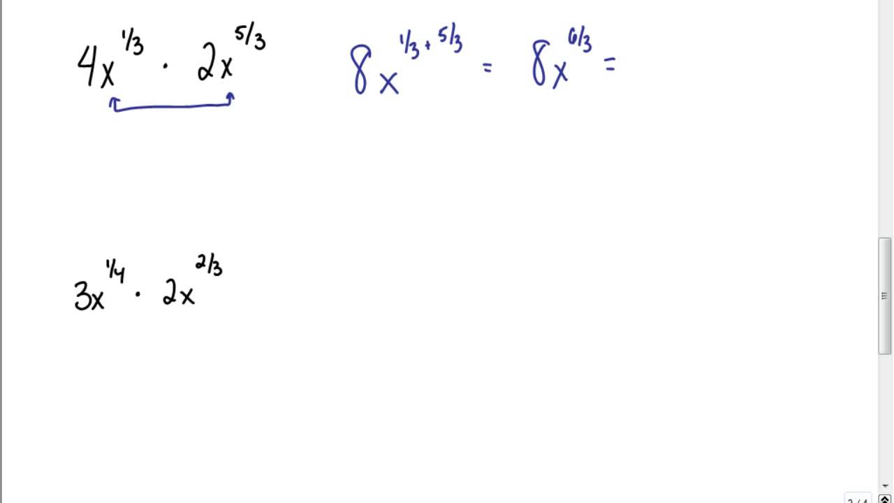 Skill 20 Multiplying Expressions with Rational Exponents - YouTube