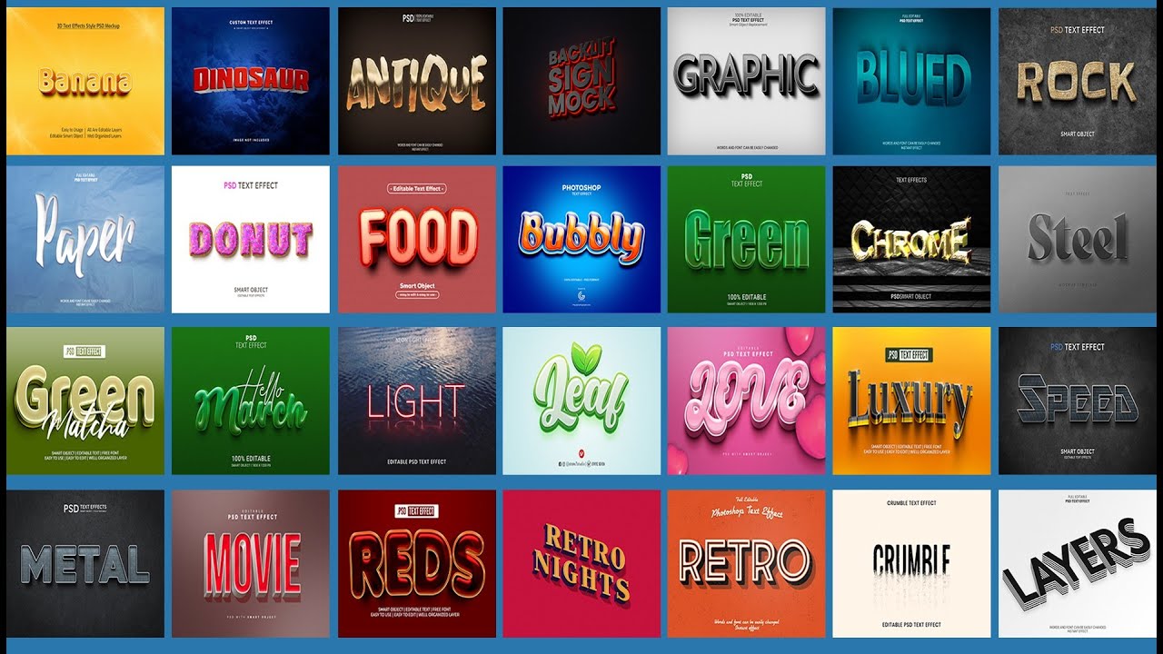 3D Text Effect Full Editable In Photoshop PSD File - Part 25 - YouTube