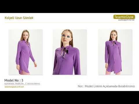 Kolyeli Uzun Gömlek - Tesettür Bluz ve Gömlek Modelleri