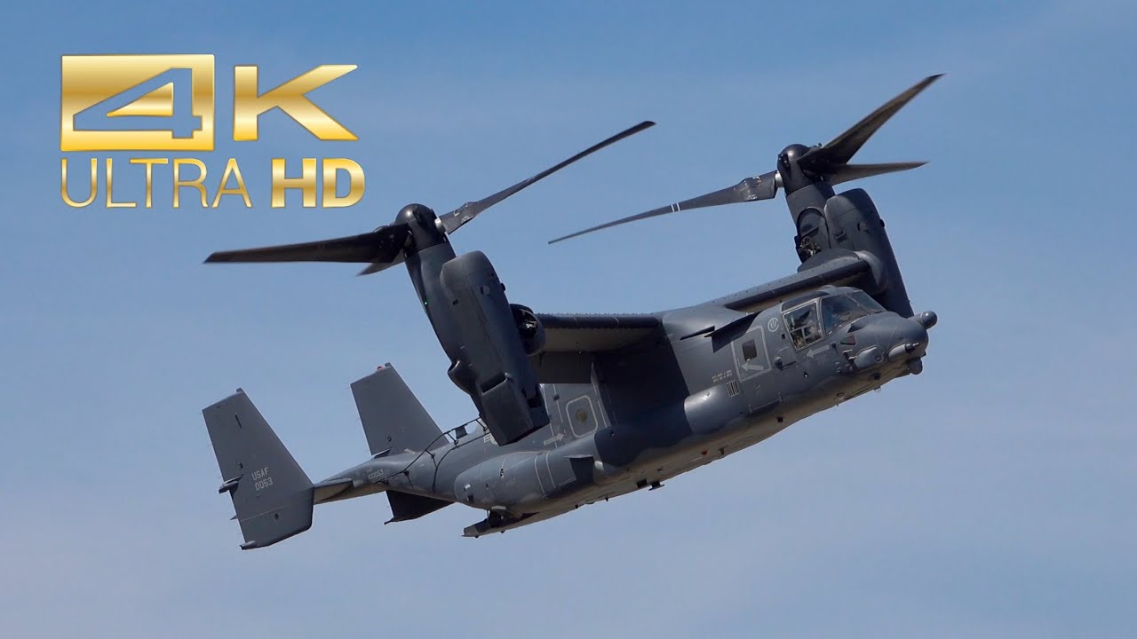 (4K) Bell Boeing CV-22B Osprey USAF flying Display RAF Fairford RIAT ...