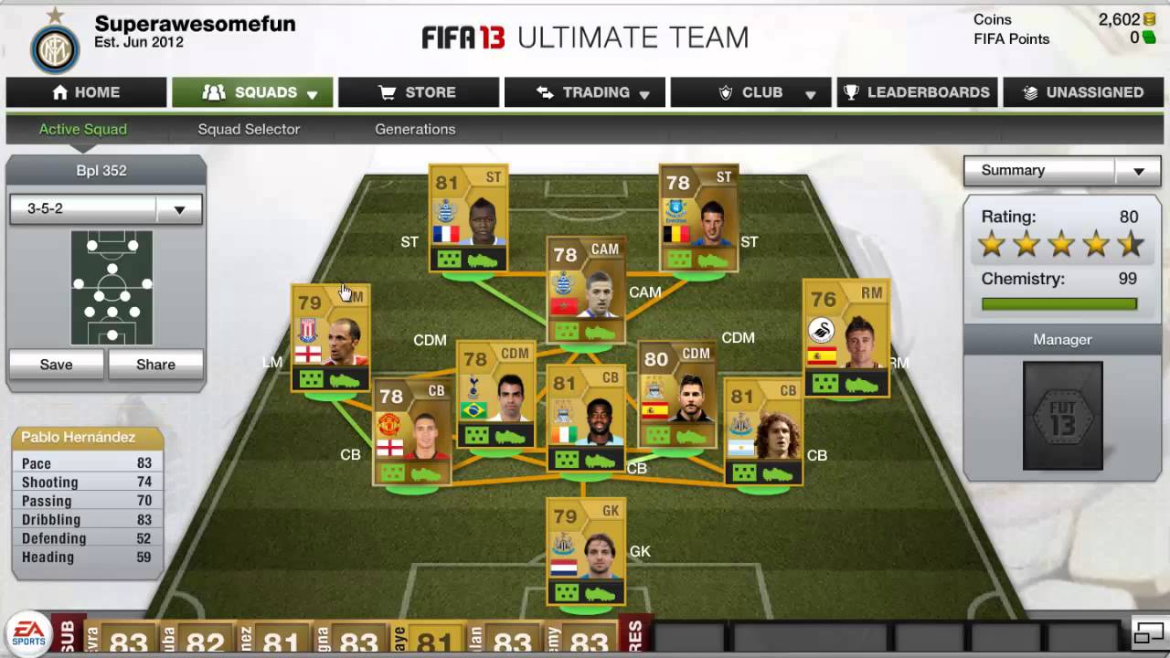 FIFA UT 3-5-2 CHEAP BPL SQUAD (Featuring Taarabt) - YouTube