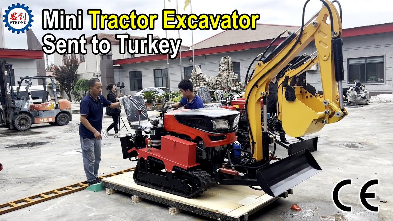 35HP Crawler Mini Tractor Equipped with Excavator Sent to Turkey - YouTube