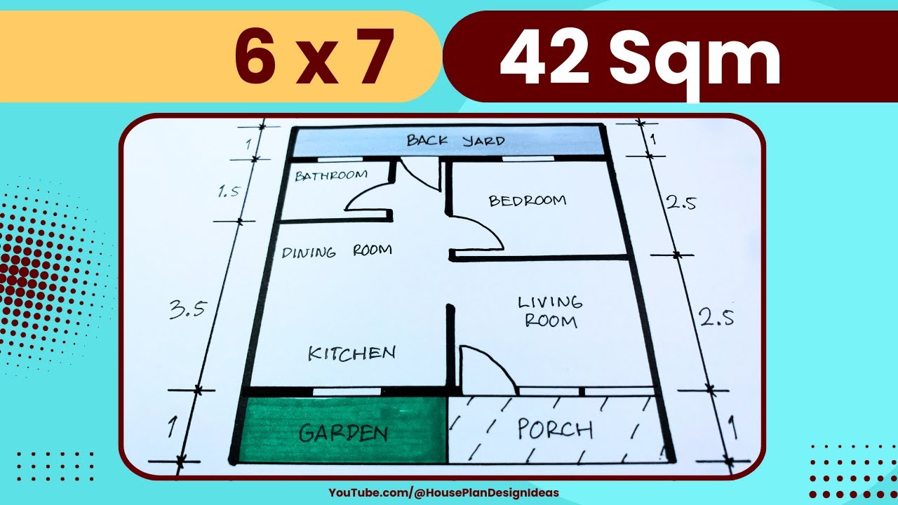 42 square meter House Plan Design 6x7 meters - YouTube