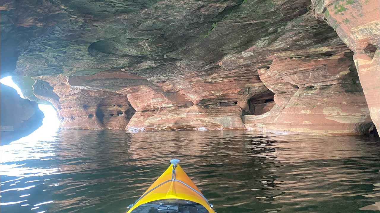 Kayaking from Little Sand Bay to Sand Island Sea caves, Lake Superior ...