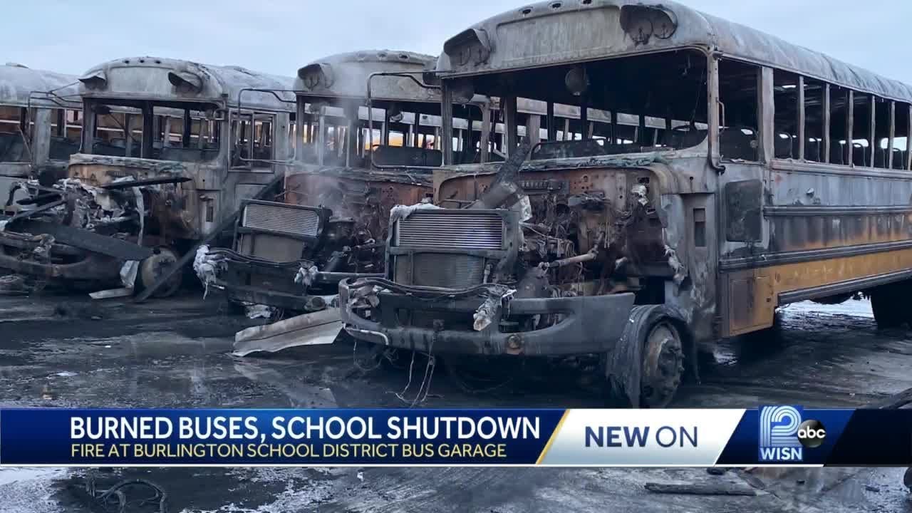 Two early morning fires destroy school buses, family's home - YouTube