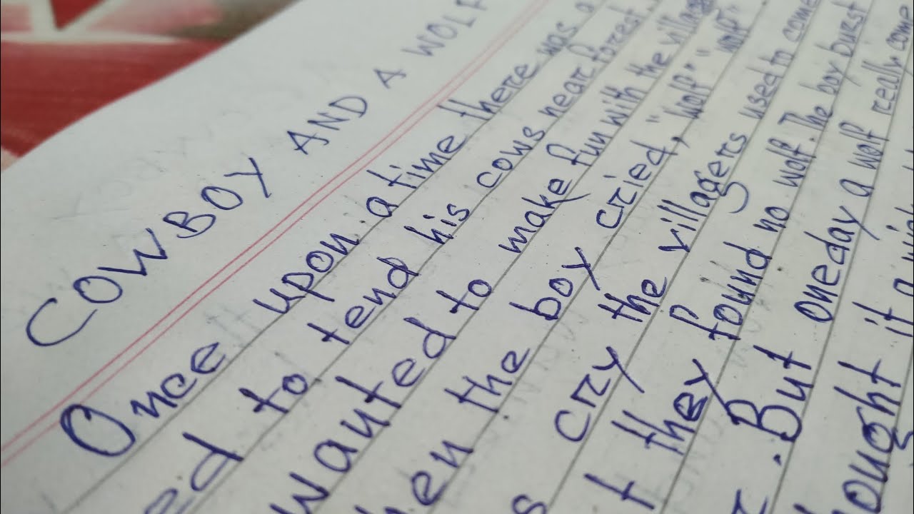 STORY : A COWBOY AND A WOLF || clean handwriting || story writting || # ...