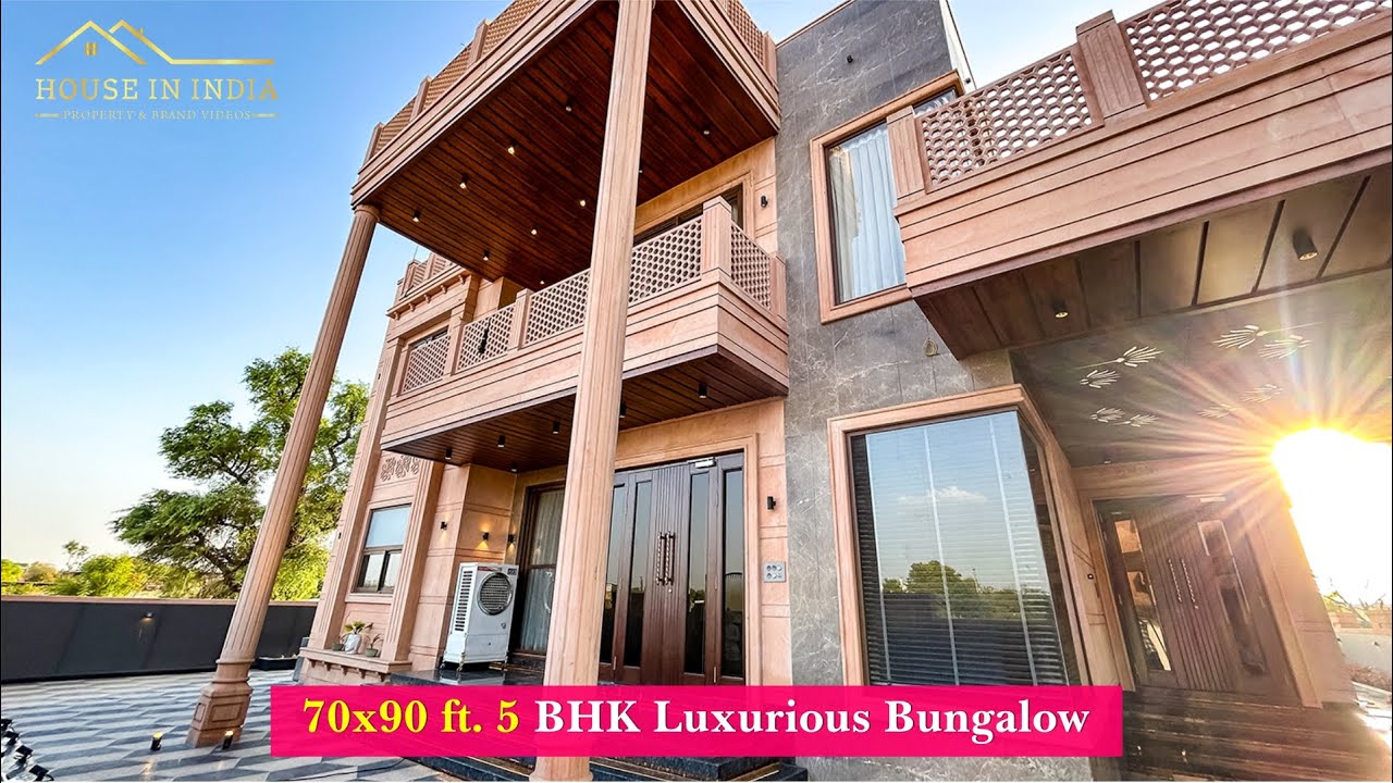 Luxurious 70x90ft. 5 BHK Bungalow With Jodhpur Sandstone Elevation in ...
