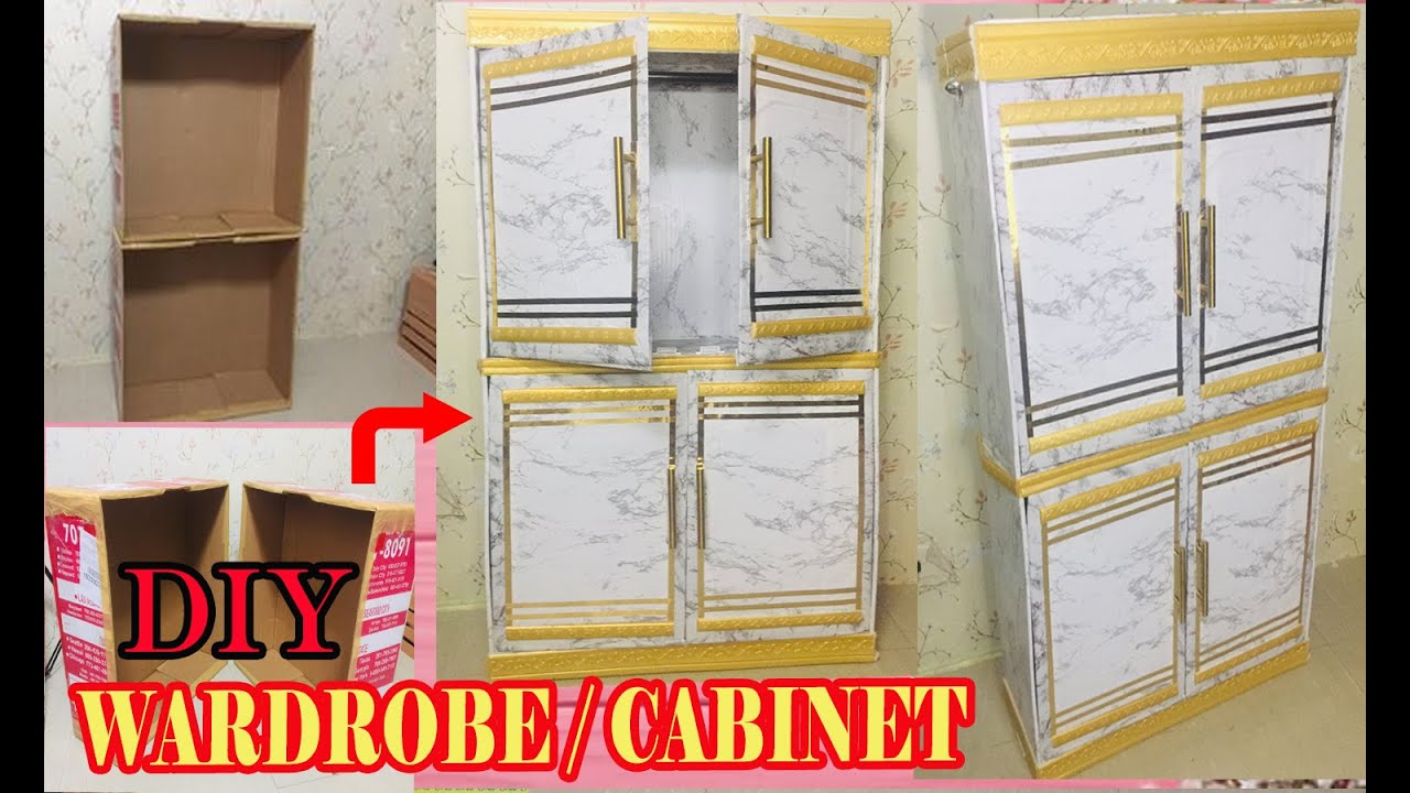 HOW TO MAKE A WARDROBE OUT OF CARDBOARD | CARDBOARD CABINET DIY - YouTube