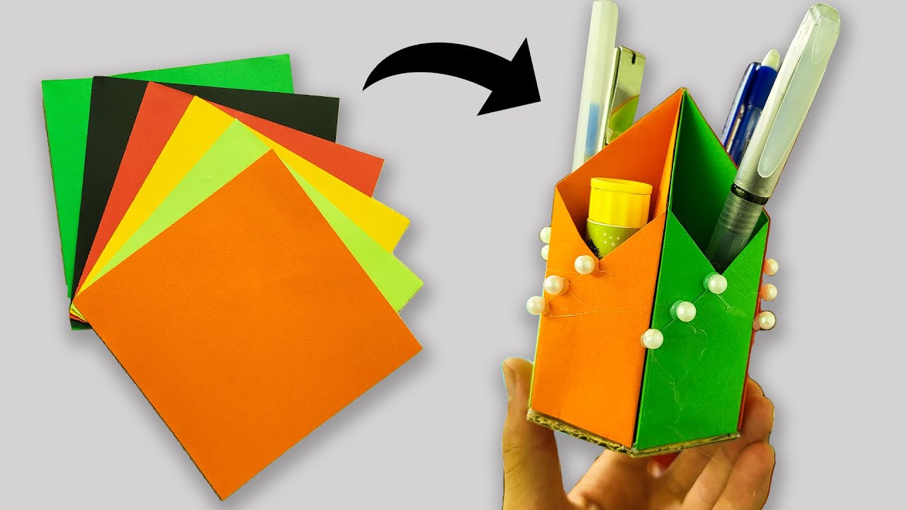 Origami Pen Holder: How To Make A Hexagonal Pen Stand - YouTube