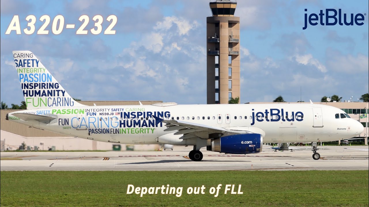 Jetblue A320-232 Departing out of FLL's 28R (Inspiring Humanity Livery ...