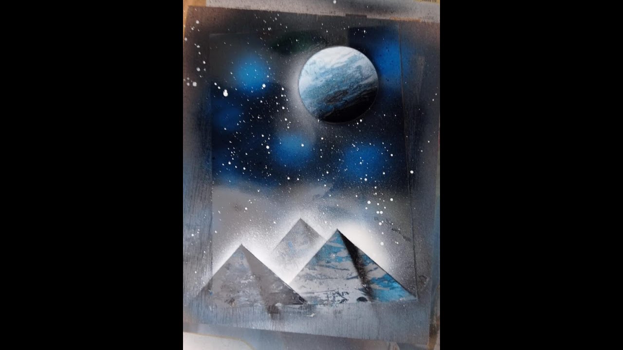 Pyramids with a planet -Spray painting - YouTube