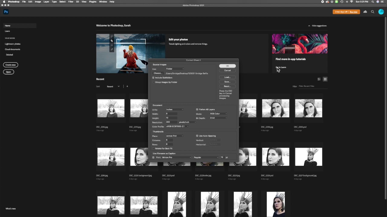 Creating a Contact Sheet in Photoshop - YouTube
