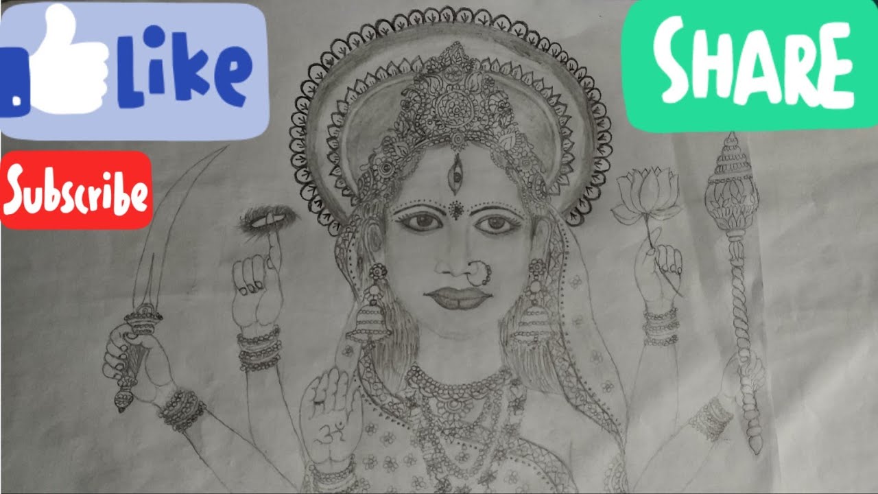 How To Draw A Maa Durga Face||Maa Durga Ka Chitr Kaise Banaye#Rekha Art ...