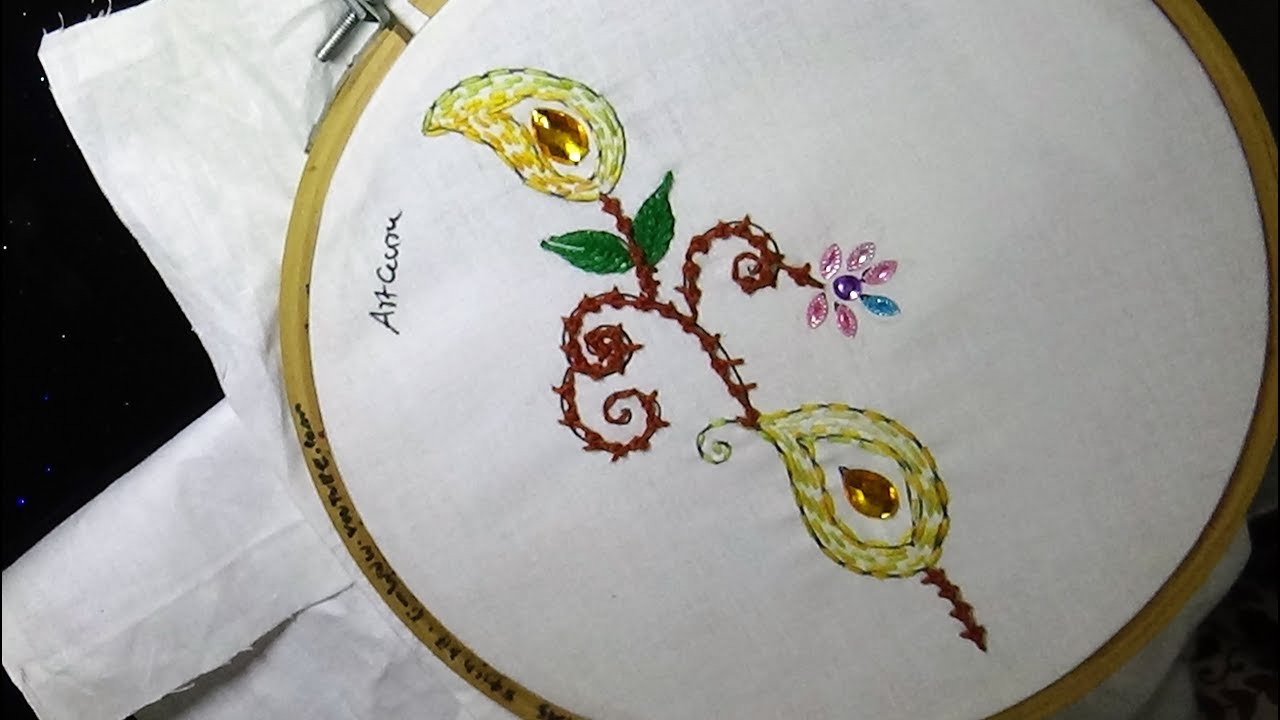 Embroidery designs - simple Kanta work designs - YouTube