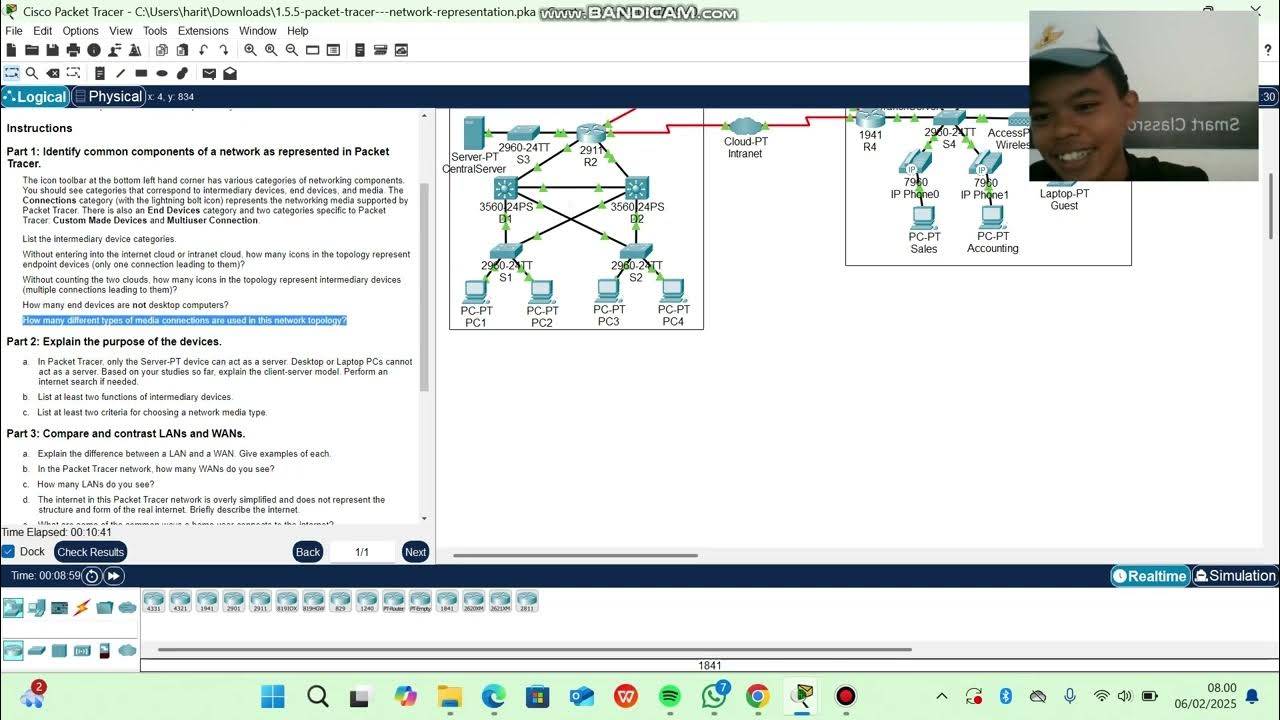 1 5 5 packet tracer network representation - YouTube