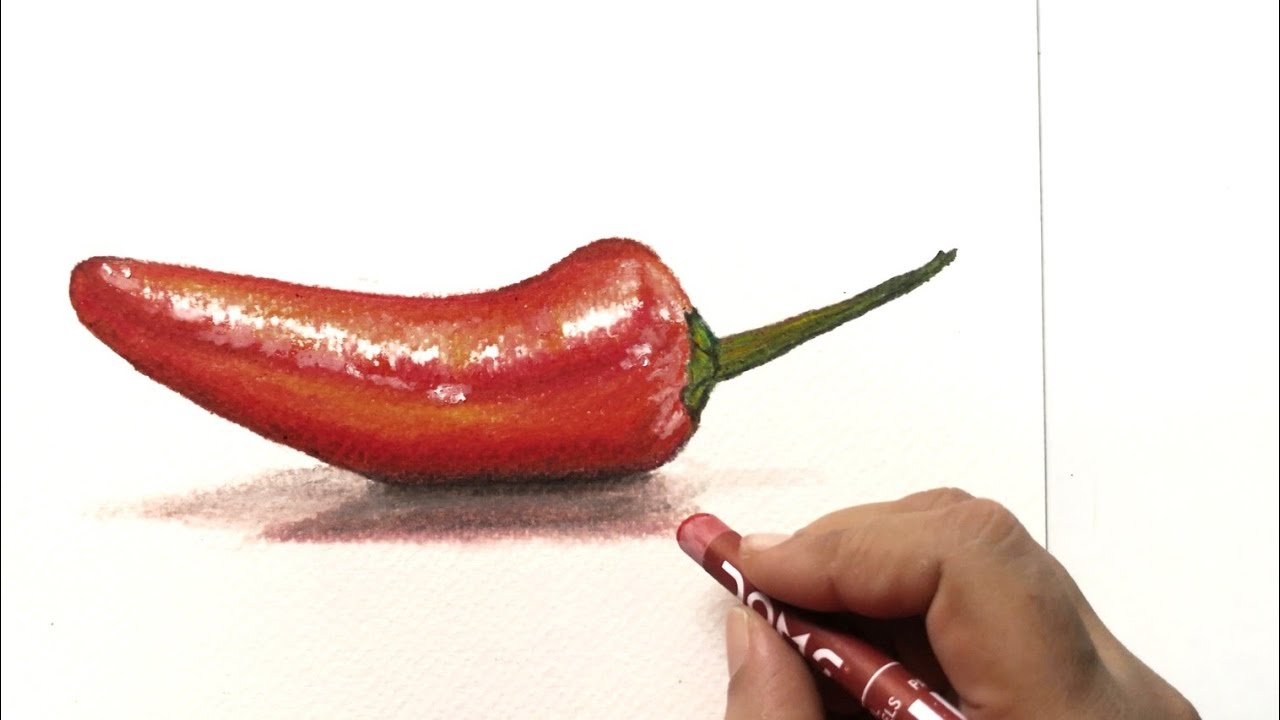 DRAW REALISTIC CHILLI UNDER 30 MINUTES| REAL TIME DRAWING |easy oil ...
