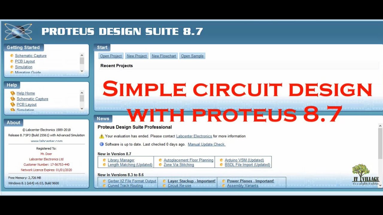 PCB simple circuit design with Proteus pro 8.7 - YouTube