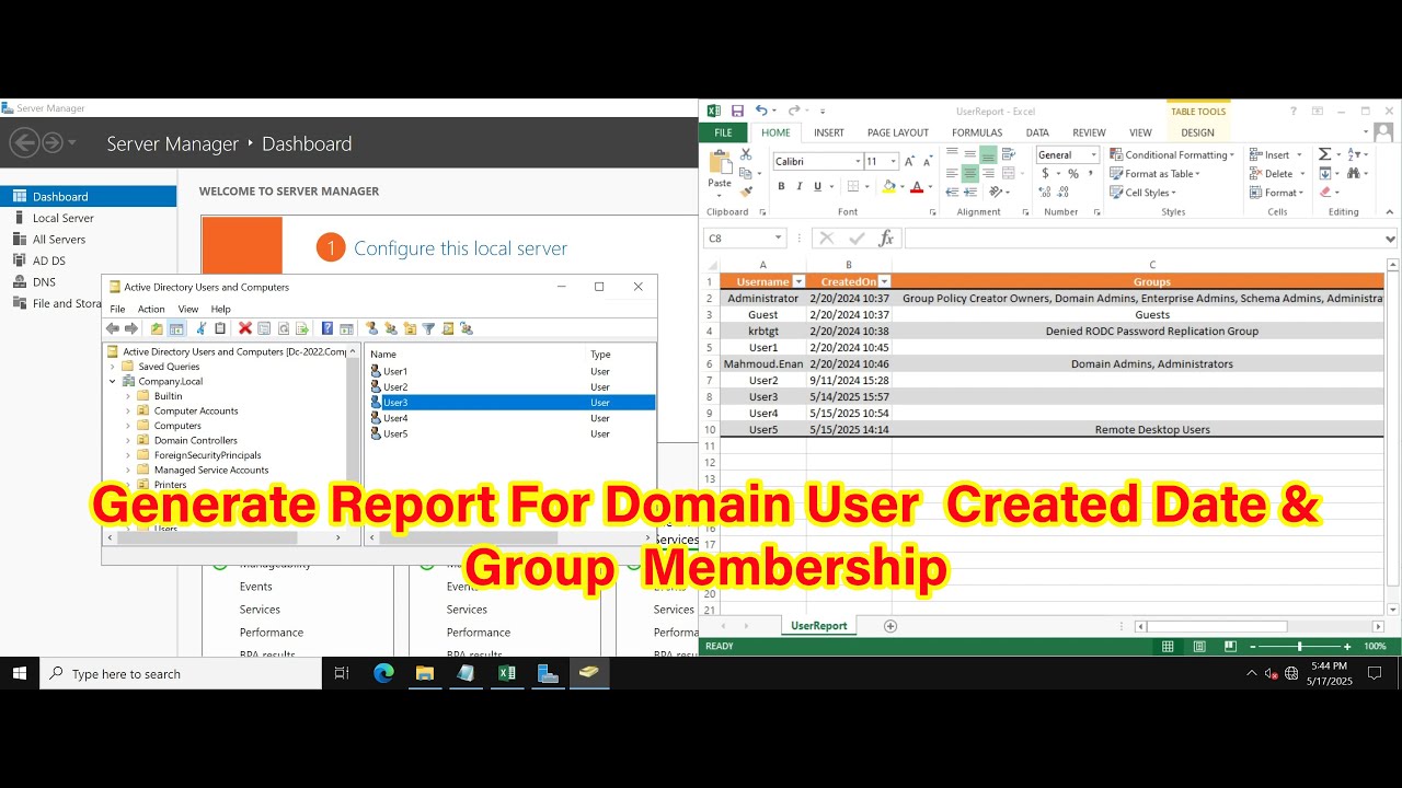 How to Generate a Report of Domain Users Created Date and Group ...