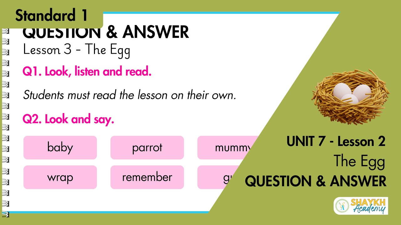 Unit 7 : Lesson 3 : The Egg | Question & Answer | Standard One ...