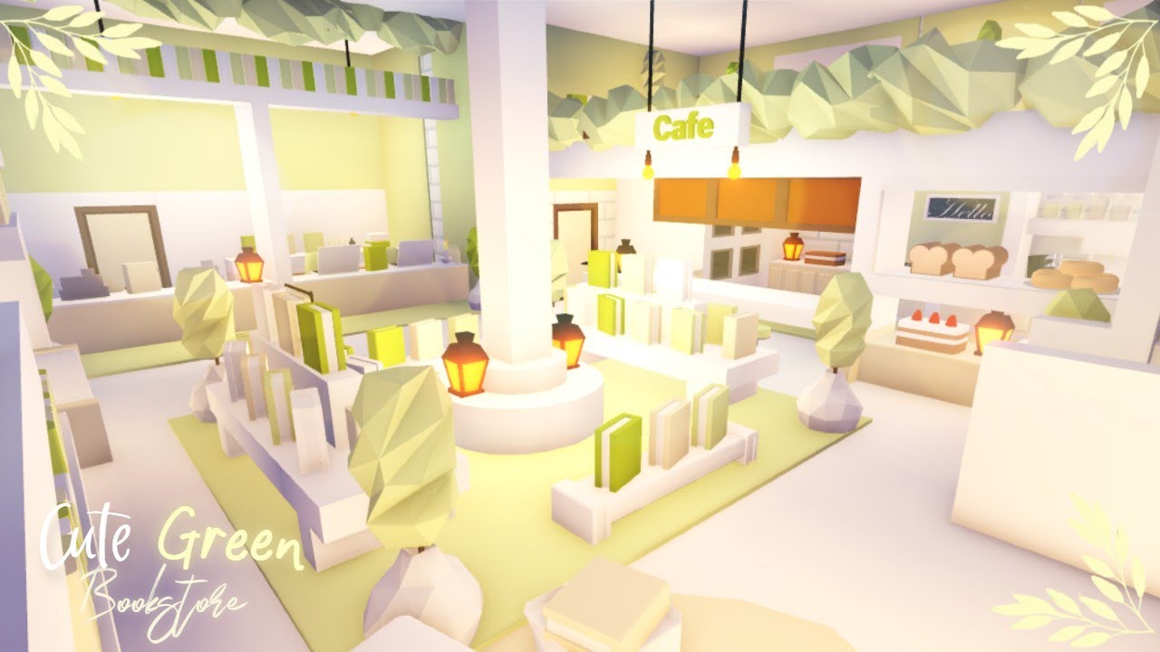 Cute Green Bookstore + Café | Tree House Part 2 | Roblox Adopt Me - YouTube