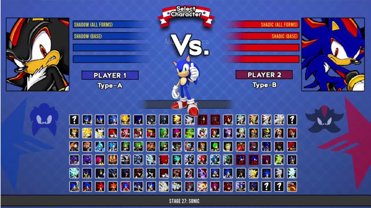 Shadow all forms VS Shadic all forms & Shadic base I Sonic Battle MUGEN ...