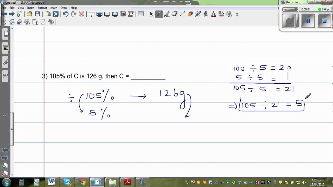 Working with percentage - Finding 100% if we know a given percent of a ...