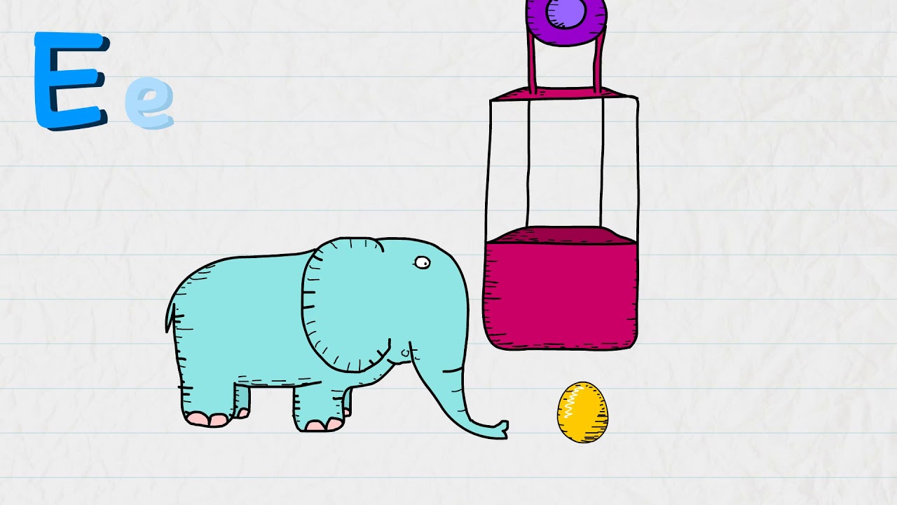 E is for Egg, Elephant, Elevator Letter E Alphabet Song Learning ...