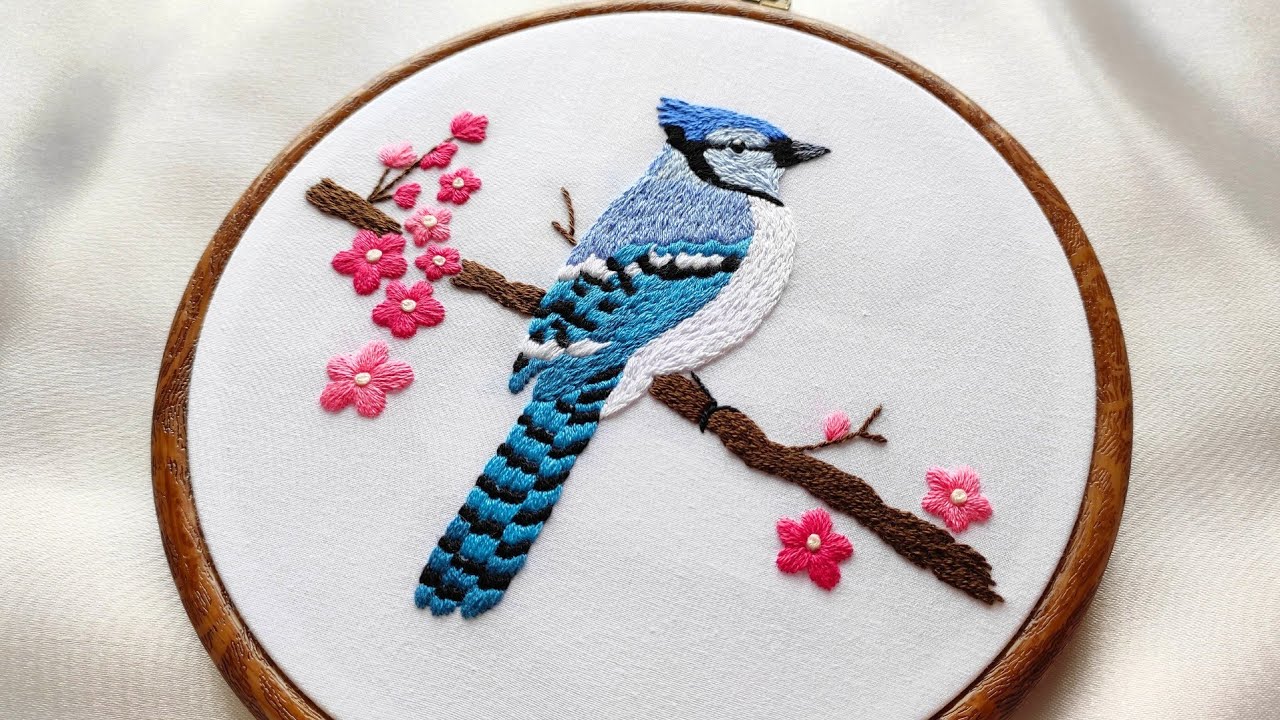 Blue Jay | Bird embroidery designs | Hand embroidery needle painting ...