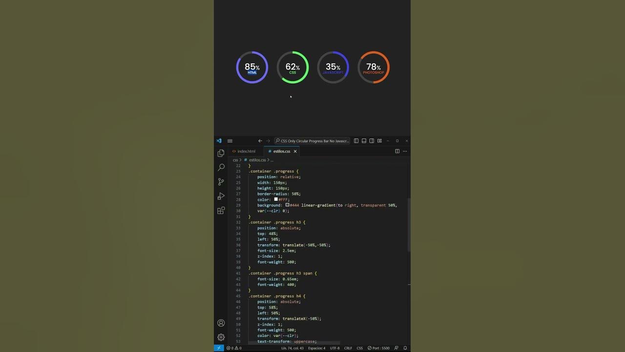 CSS Only Circular Progress Bar | No Javascript | HTML CSS #html5 #css #short - YouTube