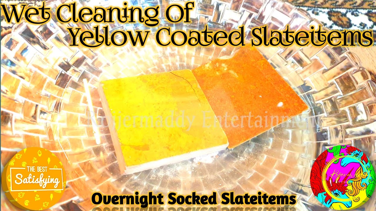 Slate Items Cleaning Video | Wet Cleaning Of Yellow Coated Slateitems ...