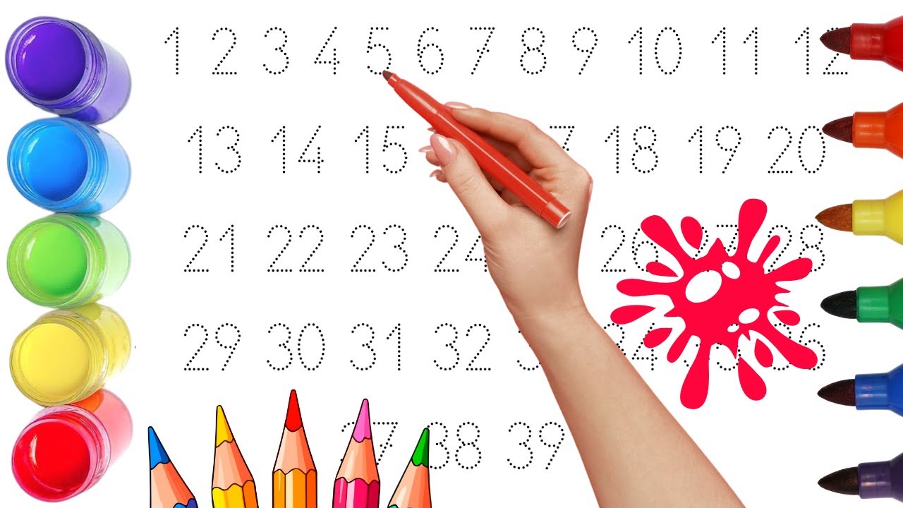 Learning Numbers: Let's Trace & Write 1234 | Educational Video for ...