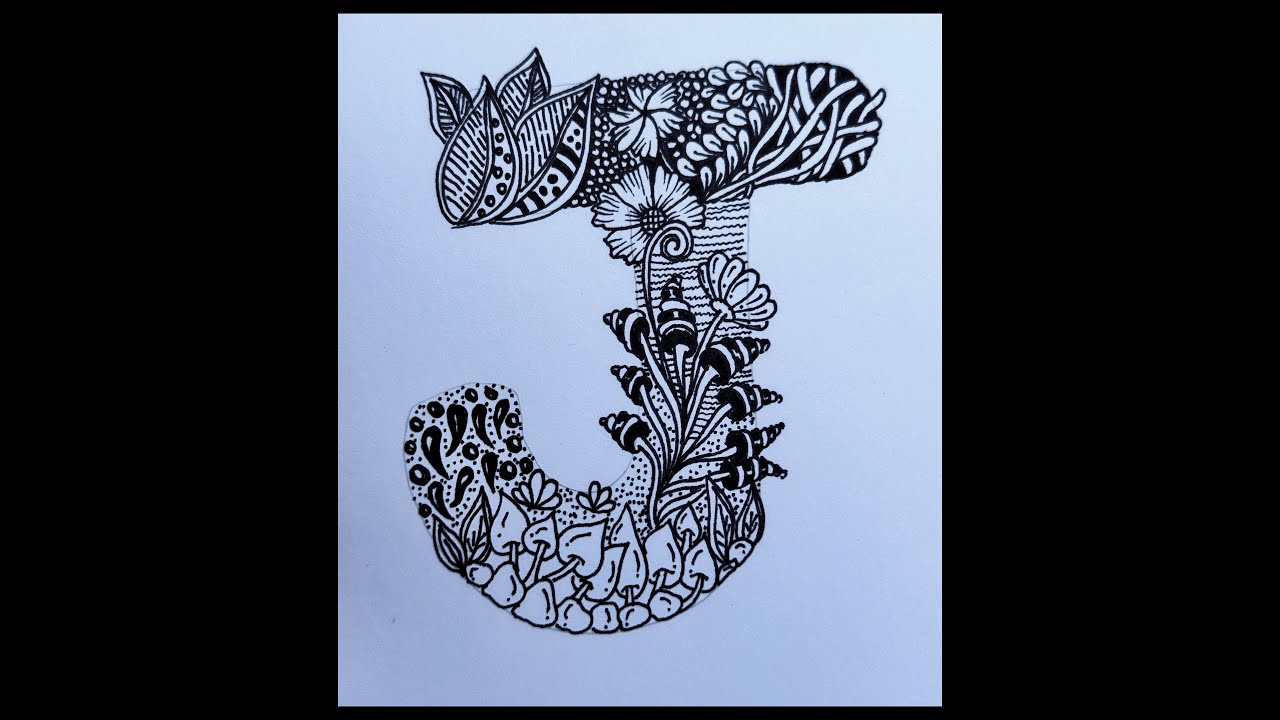 Step by Step Zentangle Alphabet J zen moment - YouTube