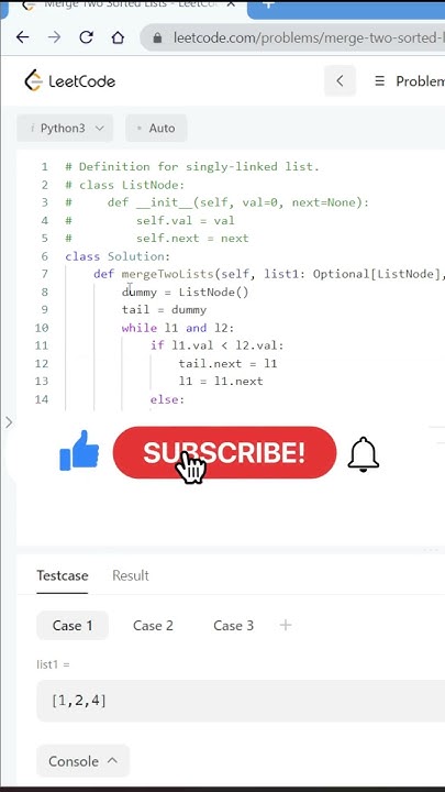 Leetcode Problem 21 Merge Two Sorted Lists Implementation Using Pythonpythonshorts