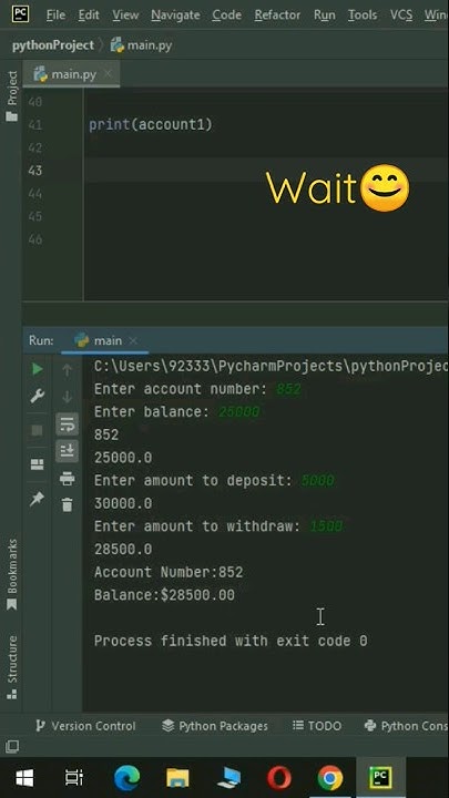 Bank Account Class & Object In Python | #shorts #shortvideo #short #python - YouTube