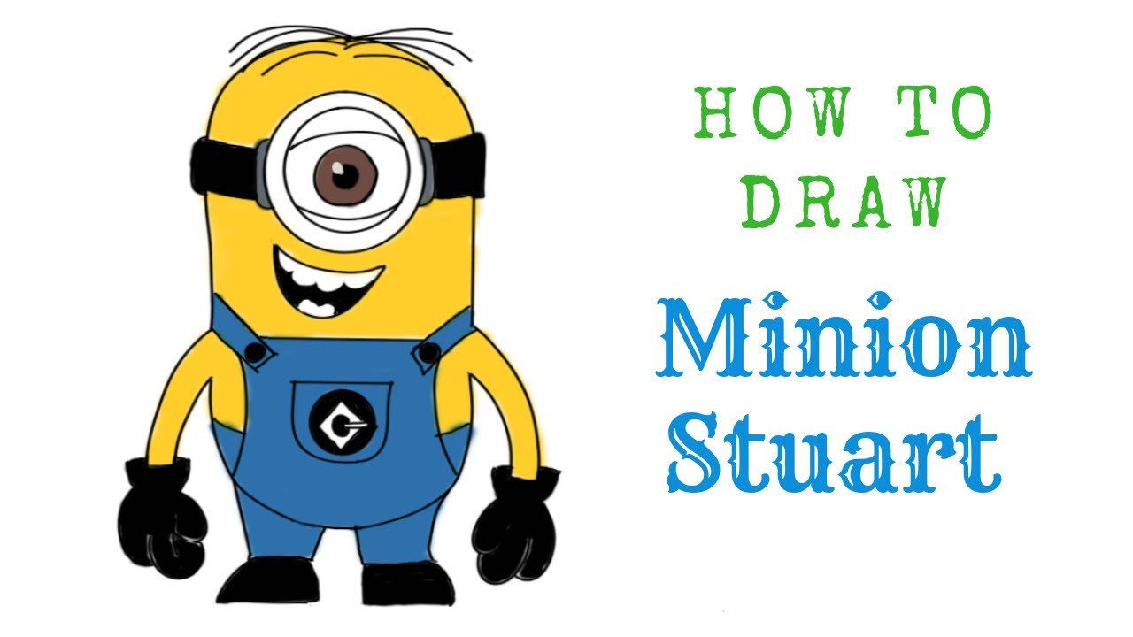 How to draw Minions Stuart step by step easy drawing for kids and ...