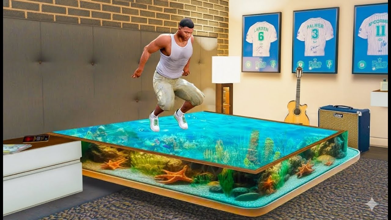 Shinchan and Franklin Dive Into an Epic Bed Turned Fish Tank In Gta 5 ...
