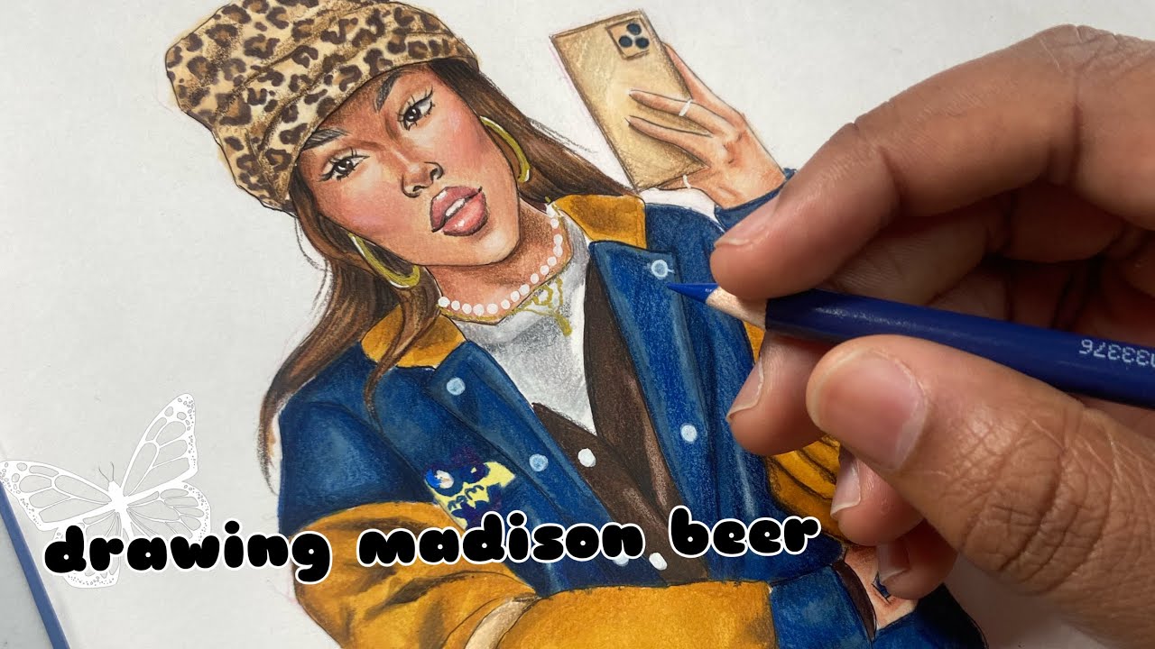 madison beer speed drawing 🤍💙💛 - YouTube